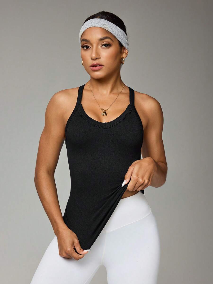 SHEIN Sport Studio 1pc Moisture-Wicking V-Neck Sleeveless Sports Tank ...