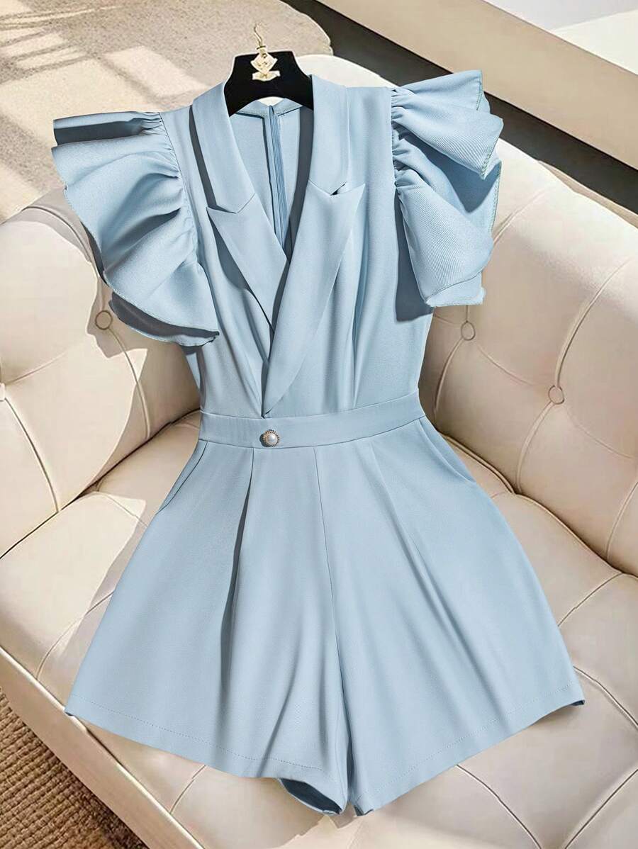 Regalyn Plus Size Women Ruffle Hem Elegant Pearl Decorated Jumpsuit ...