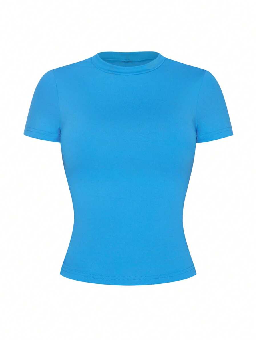 MUSERA Slinky Cap Fitted Sleeve T Shirt Basic | SHEIN USA