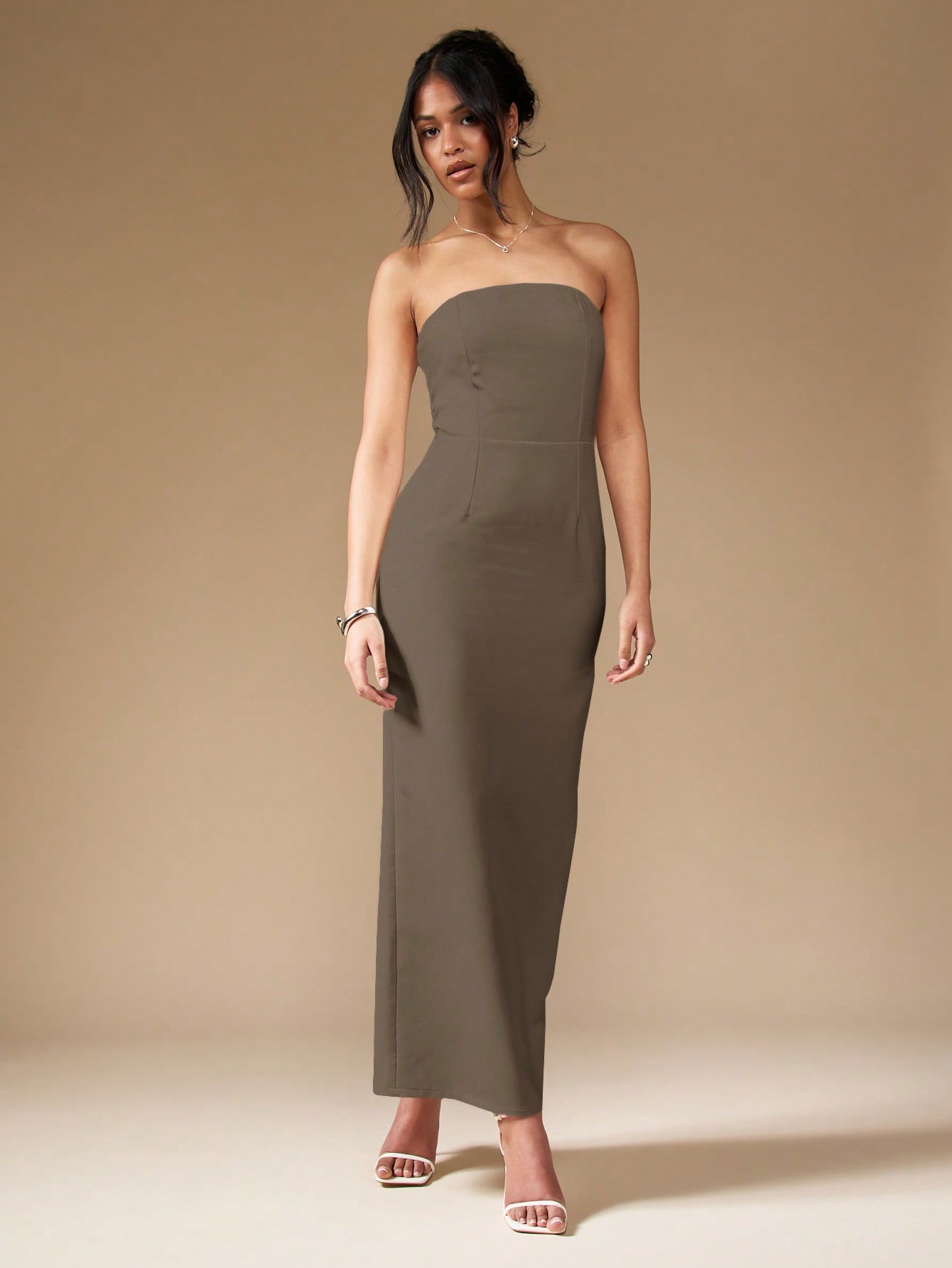 MISSGUIDED Elegant Strapless Bandeau Column Silhouette Maxi Dress ...