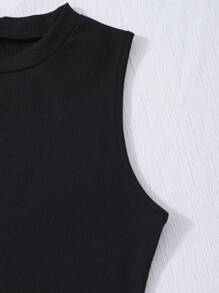 2pcs Outfit For Tween Girls Black Knit Tank Dress With Frilled Edges ...