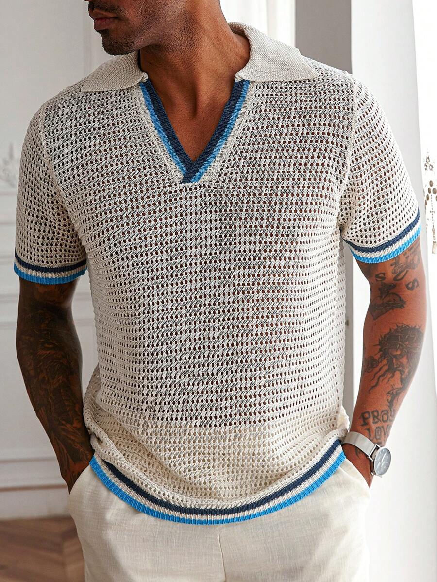 Manfinity Homme Men's Knit Pullover With Contrast Trim, Fashionable For ...