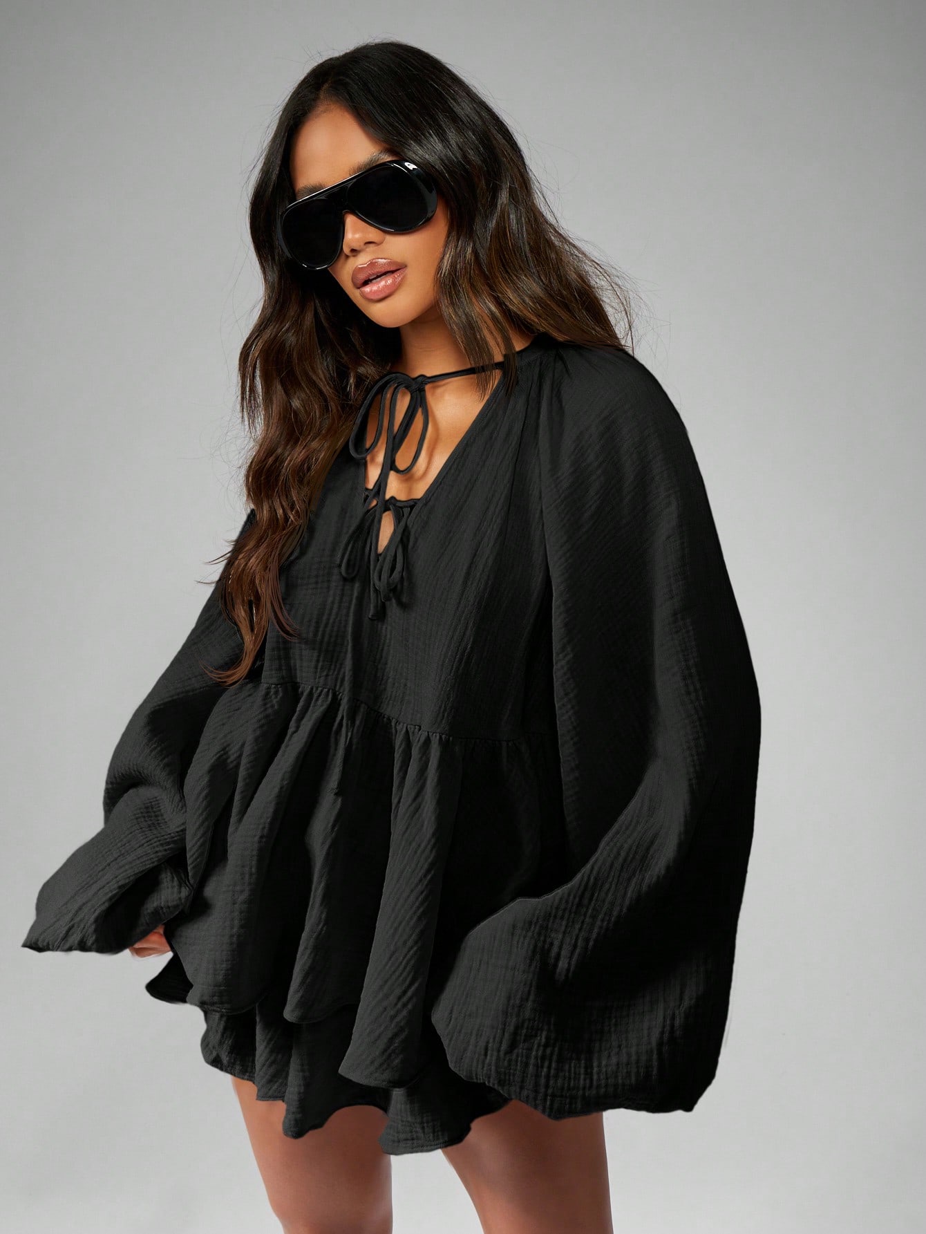 Bohemian Tiered Cheesecloth Blouse With Floaty Shorts Resort Wear ...