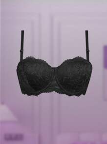 1pc Women Sexy Lace Wire-Free Bra, Small Bust Enhancing Push-Up, Slip ...