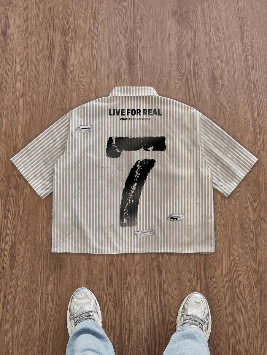 Manfinity EMRG Men's Full Print Cropped Shirt, Fashionable For Summer ...