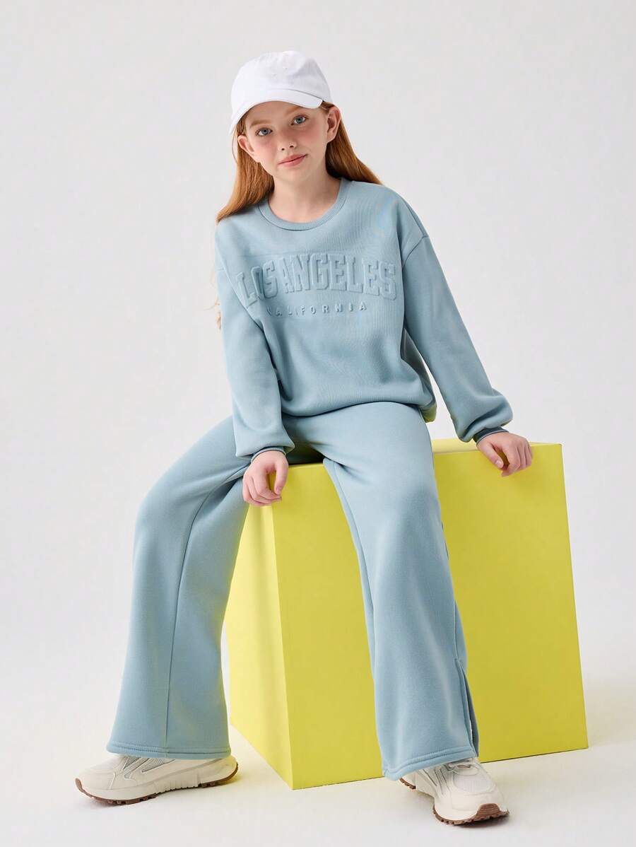 Leap Crew Leap Crew Tween Girl Loose Flocked Crew Neck Long Sleeve ...