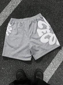 SLATEMANN Men's Casual Letter Print Drawstring Shorts For Summer ...