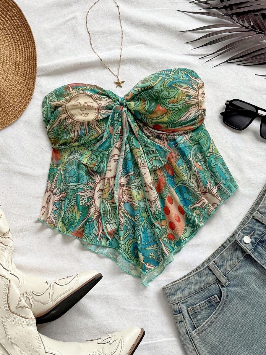 Soleia Women's Bohemian Printed Knit Tube Top, Suitable For Vacation ...
