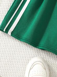 SHEIN Shorts cortos estilo deportivo americano de punto con parches de ...