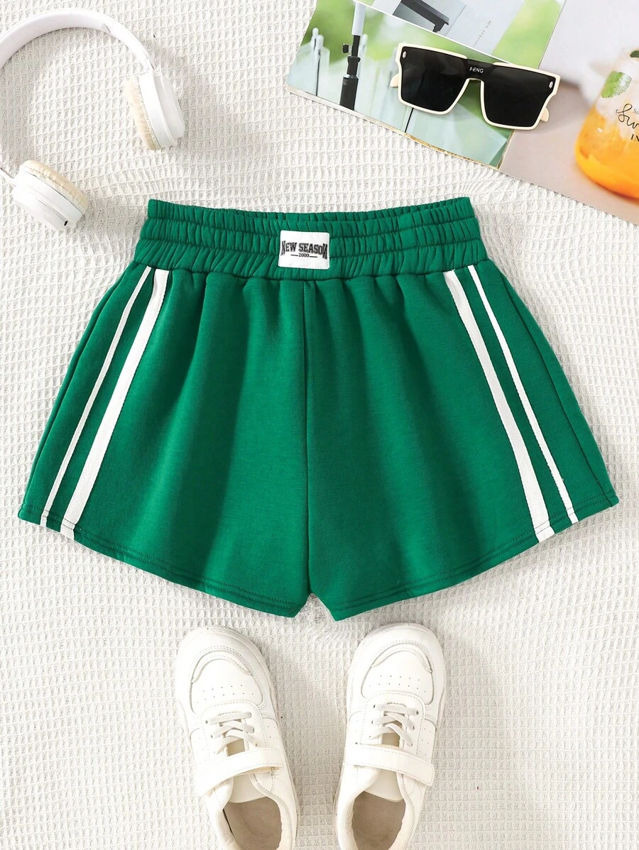 SHEIN Shorts cortos estilo deportivo americano de punto con parches de ...