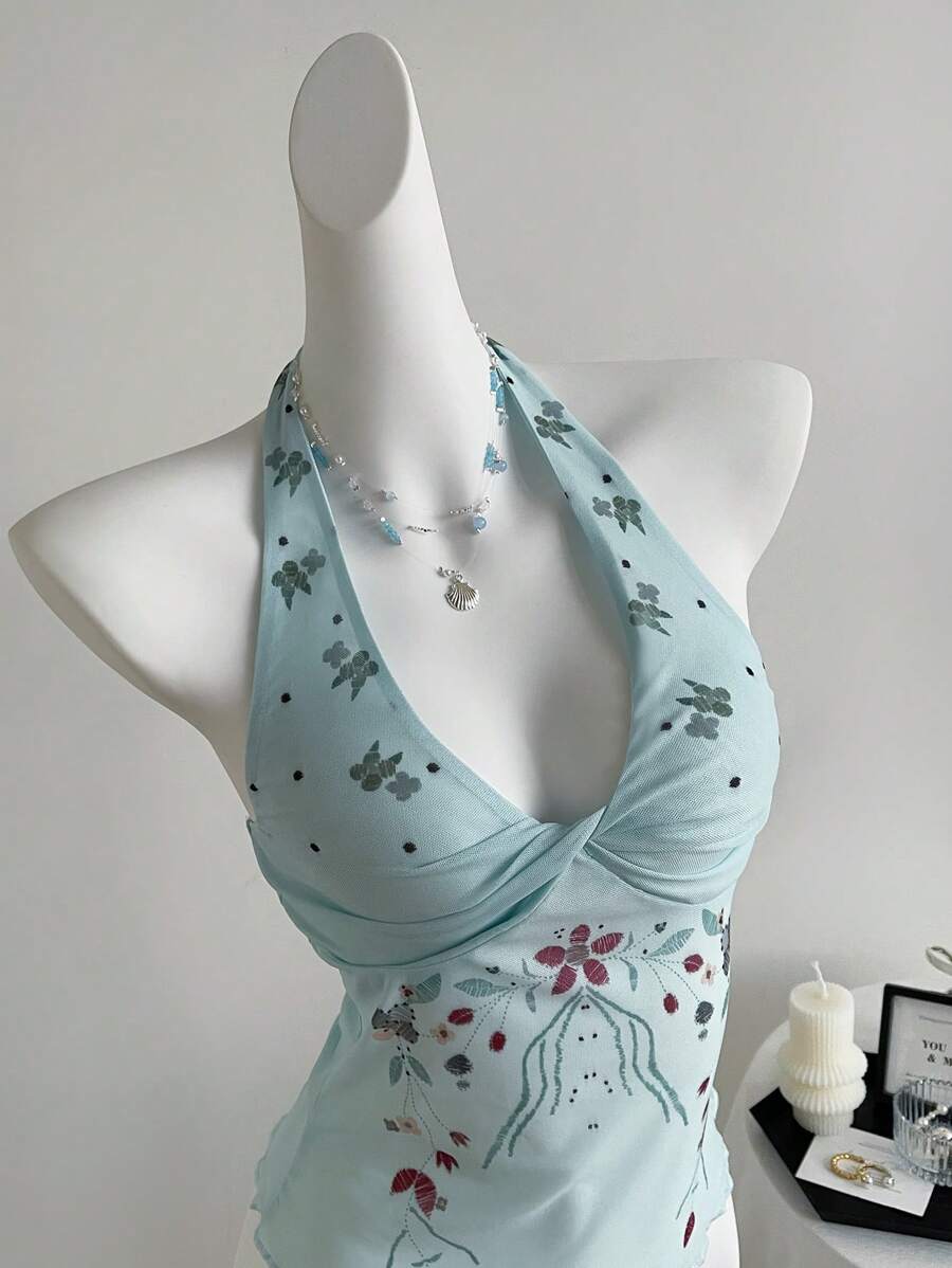 Sweetra Women Minimalist Sexy Crop Top Halter Neck Tank Top, Slimming ...