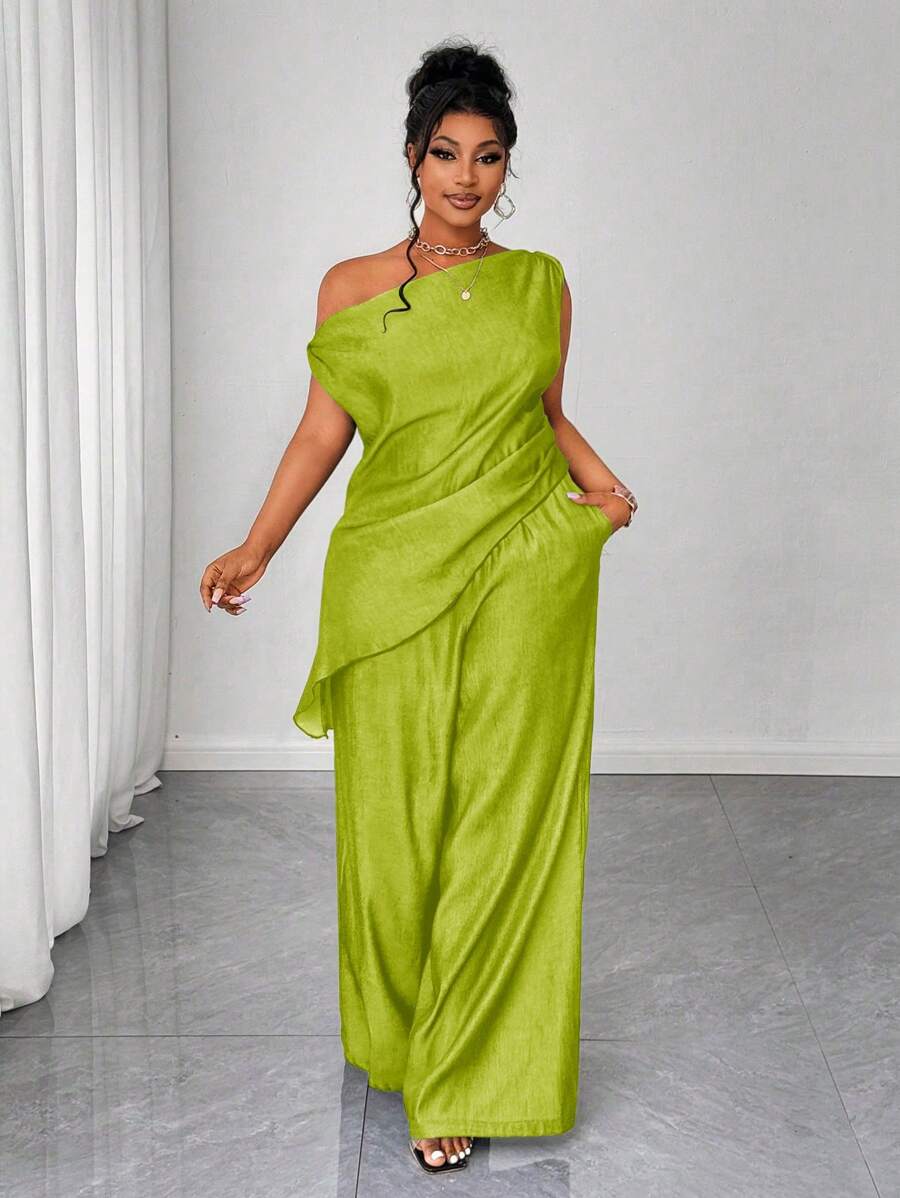 Maweii Conjunto de 2 peças para Mulheres Plus Size - Camisa Assimétrica ...