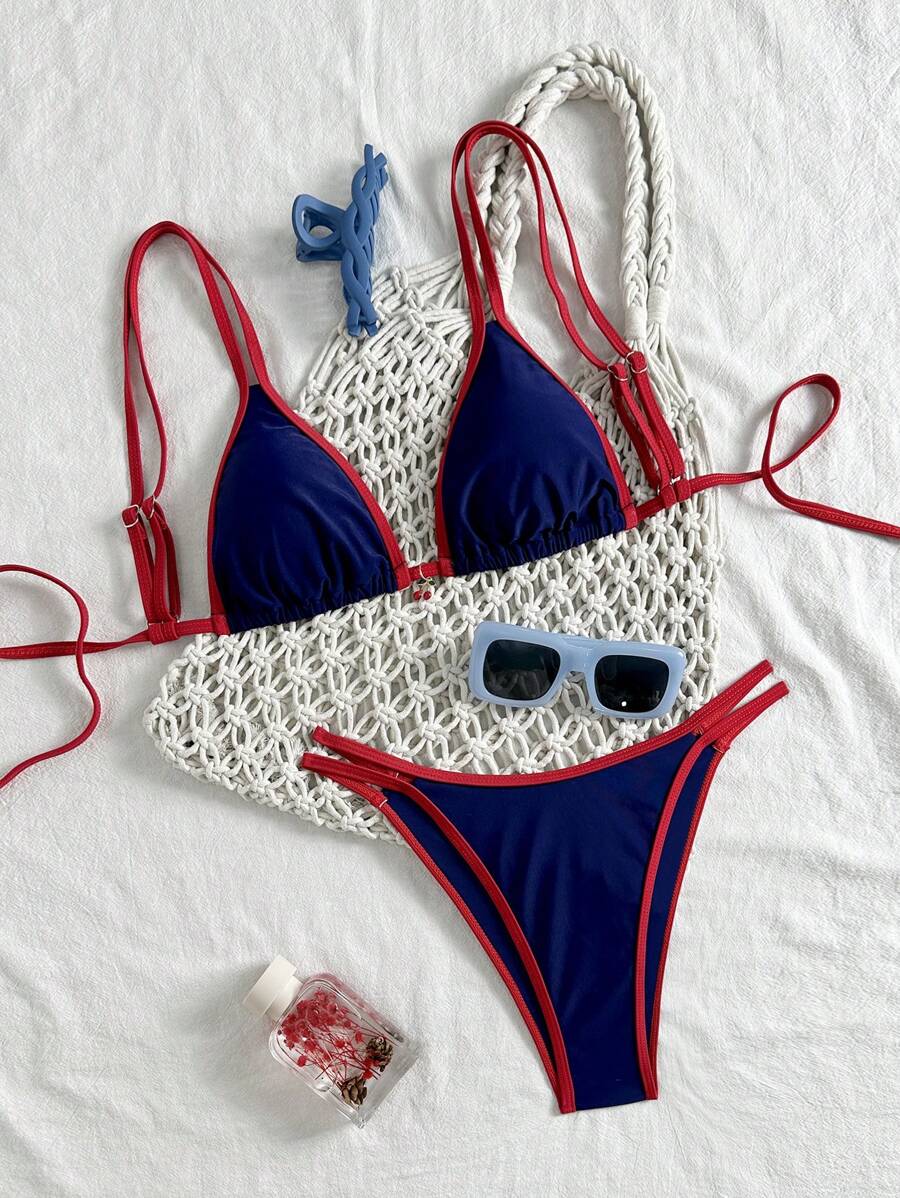 SHEIN Women's Colorblock Sexy Bikini Set, Bikini Set For Swimming, Holiday, Beach Party, 25SS ...