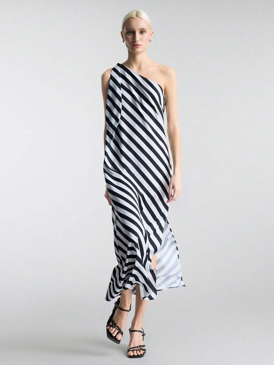 Ontre Vestido elegante sin mangas a rayas para mujer, verano 2025 ...