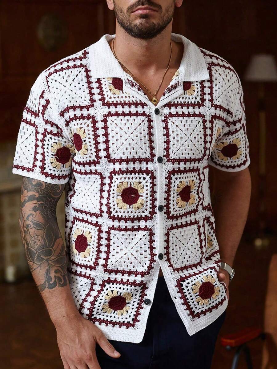 Manfinity Homme Suéter de punto con cuello polo con botones para hombre ...