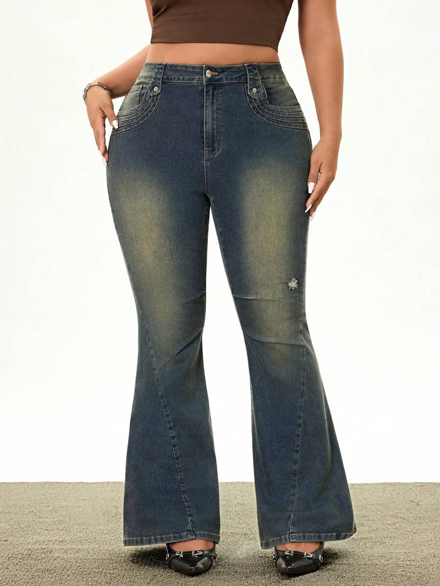 Rina Fox Jeans de pierna acampanada de estilo vintage para tallas ...