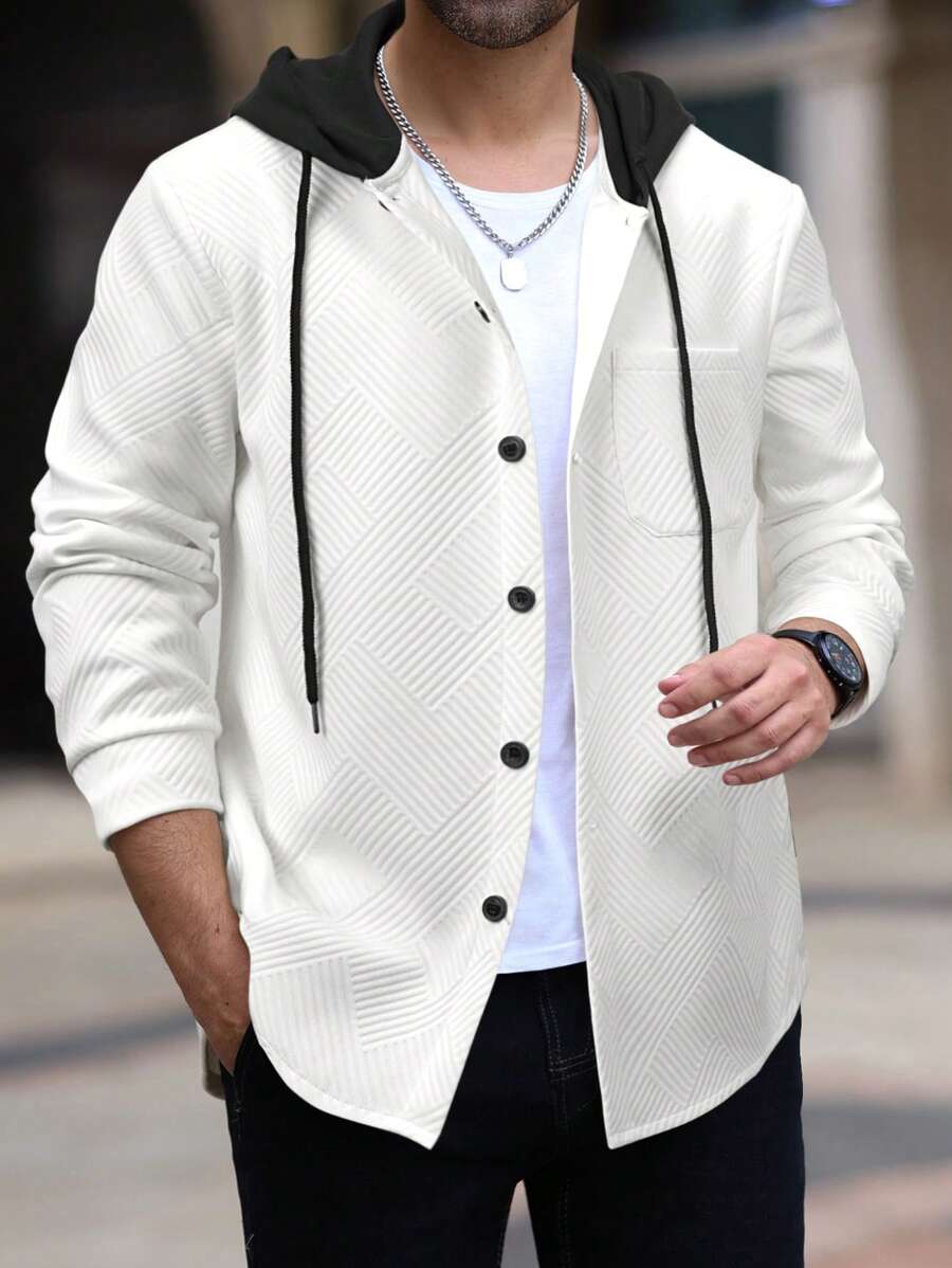 Manfinity Homme Men's Hooded Solid Color Long Sleeve Shacket Zip Ups ...