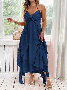 SHEIN Clasi Plus Size Women Elegant French Ruffle Back Spaghetti Strap ...