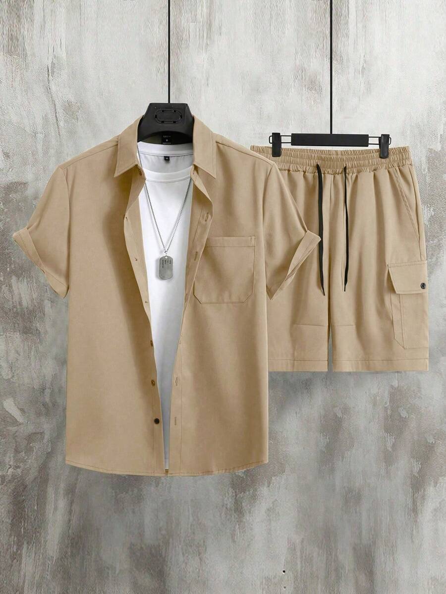 Manfinity Hypemode 2pcs Men's Summer Casual Solid Color Shirt And ...