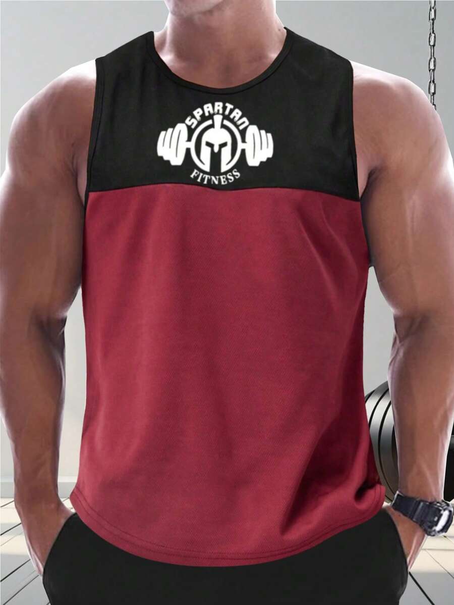 Manfinity Sport Corelite Men's Letter Print Round Neck Contrast Color ...