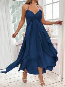 SHEIN Clasi Plus Size Women Elegant French Ruffle Back Spaghetti Strap ...