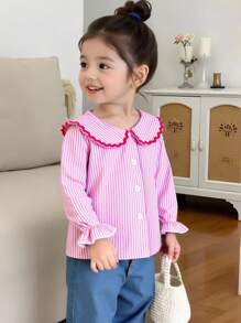 SHEIN Baby Mädchen Bluse mit Blumenmuster und Peter-Pan-Kragen ...