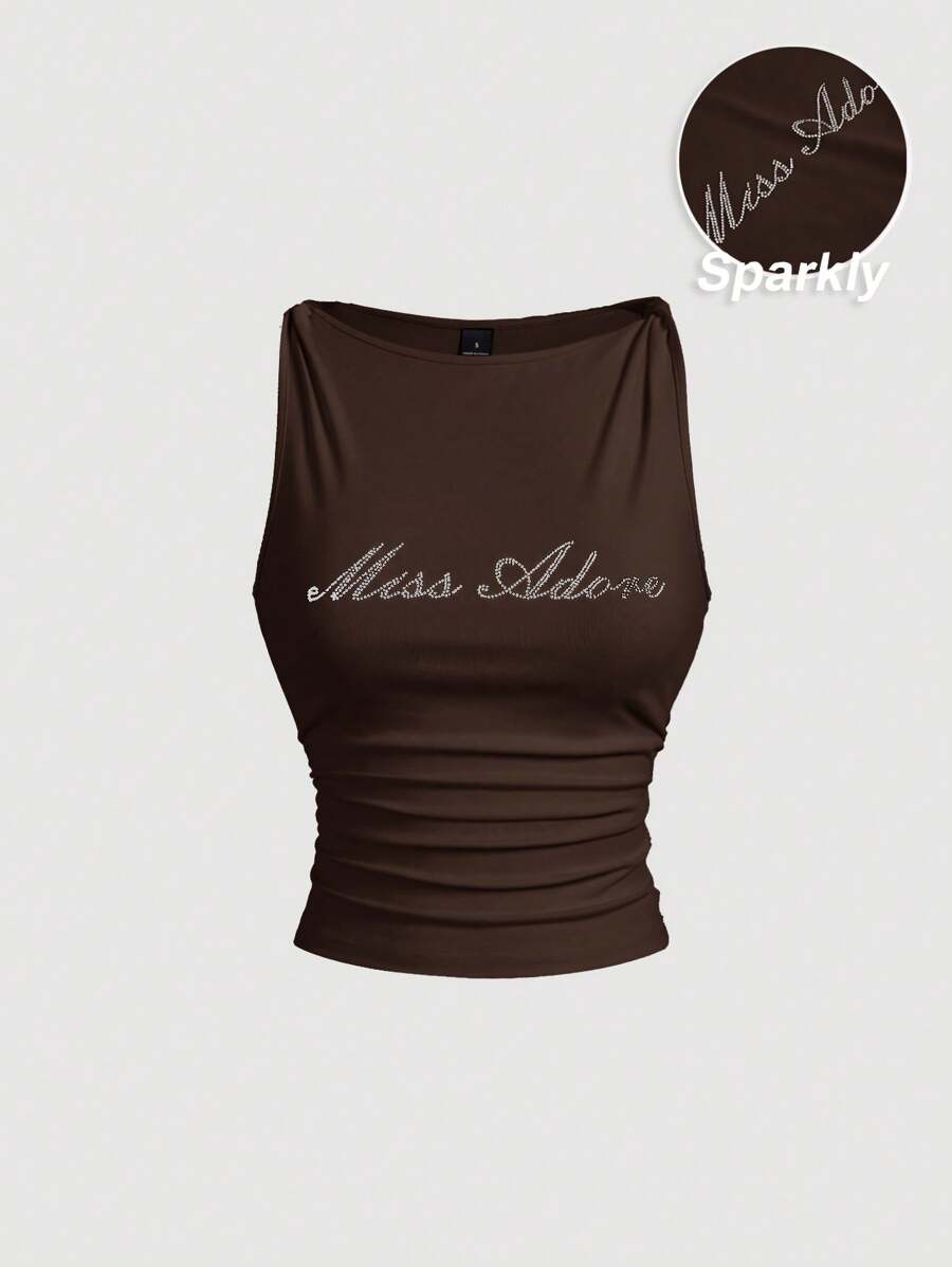 SHEIN MOD Strass Twist Detail Kaffee Trägertop | aktuelle Trends ...