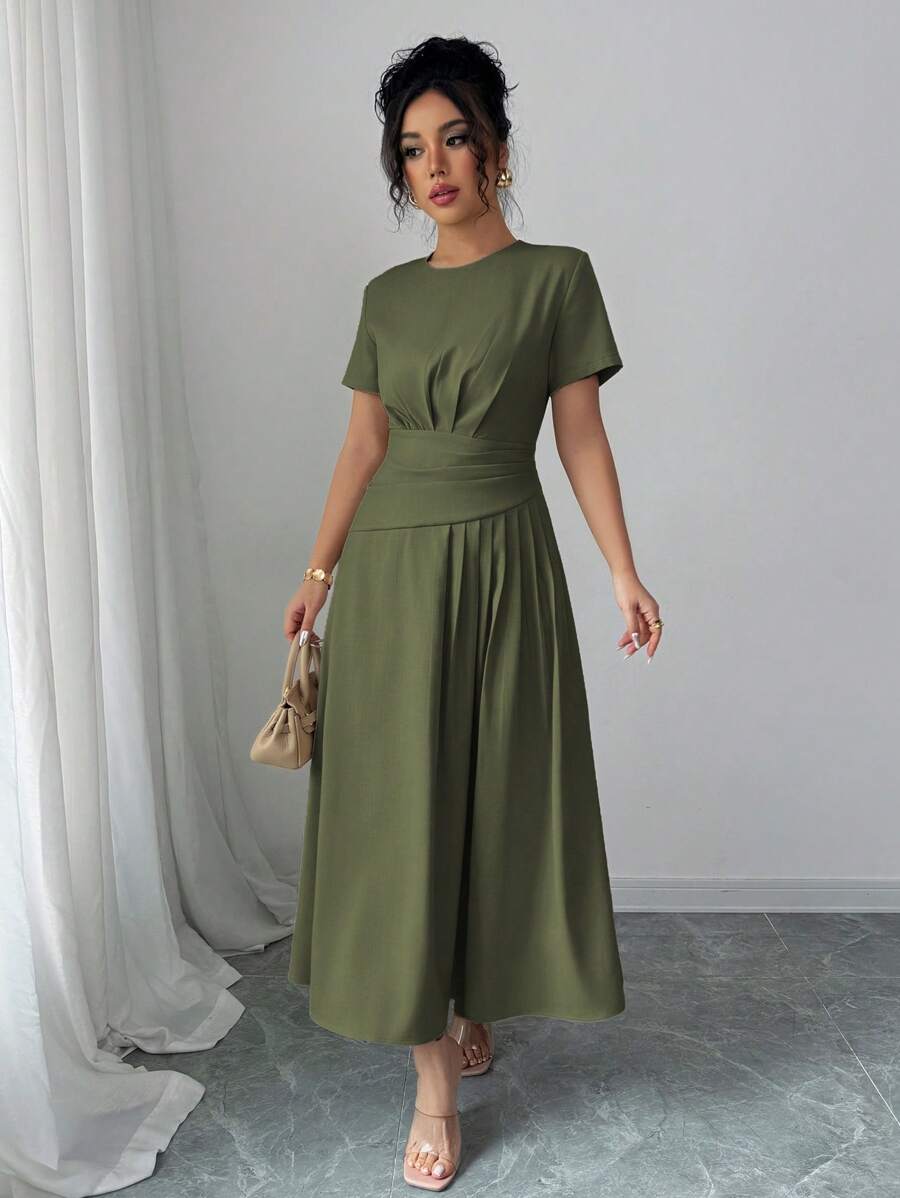 Elenzga Women's Solid Color Elegant Casual/Business Commute Afternoon Tea Party A-Line Short ...