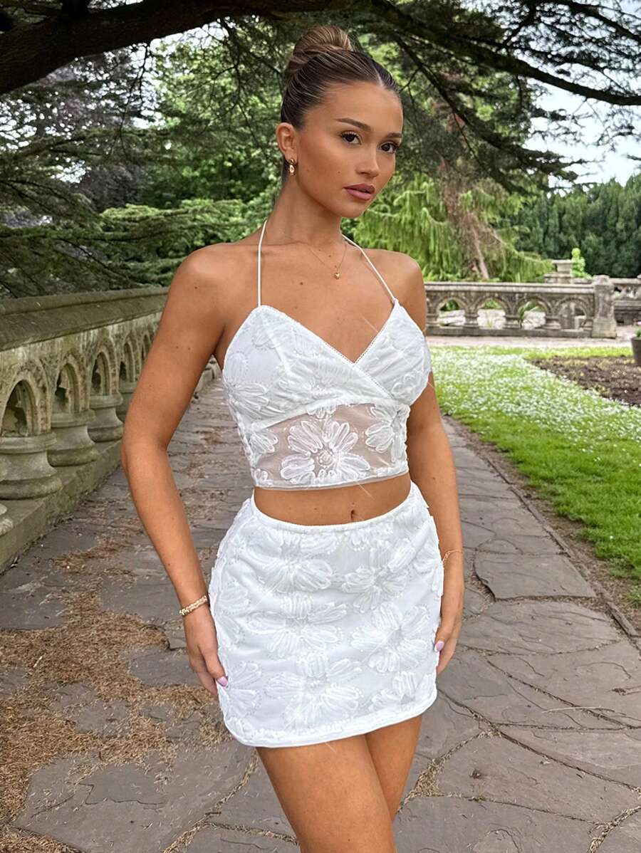 Glamine 2pcs Sexy Women's Floral Sequined Set: Minimalist Sequined ...