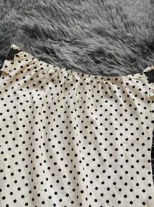 Rina Fox Women Ruffle Trim Polka Dot Print Contrast Lace Strapless Mini ...