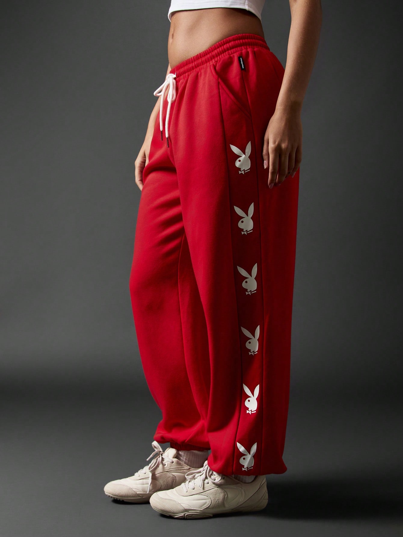 Missguided x Playboy Retro Logo Print Relaxed Fit Drawstring Waist ...