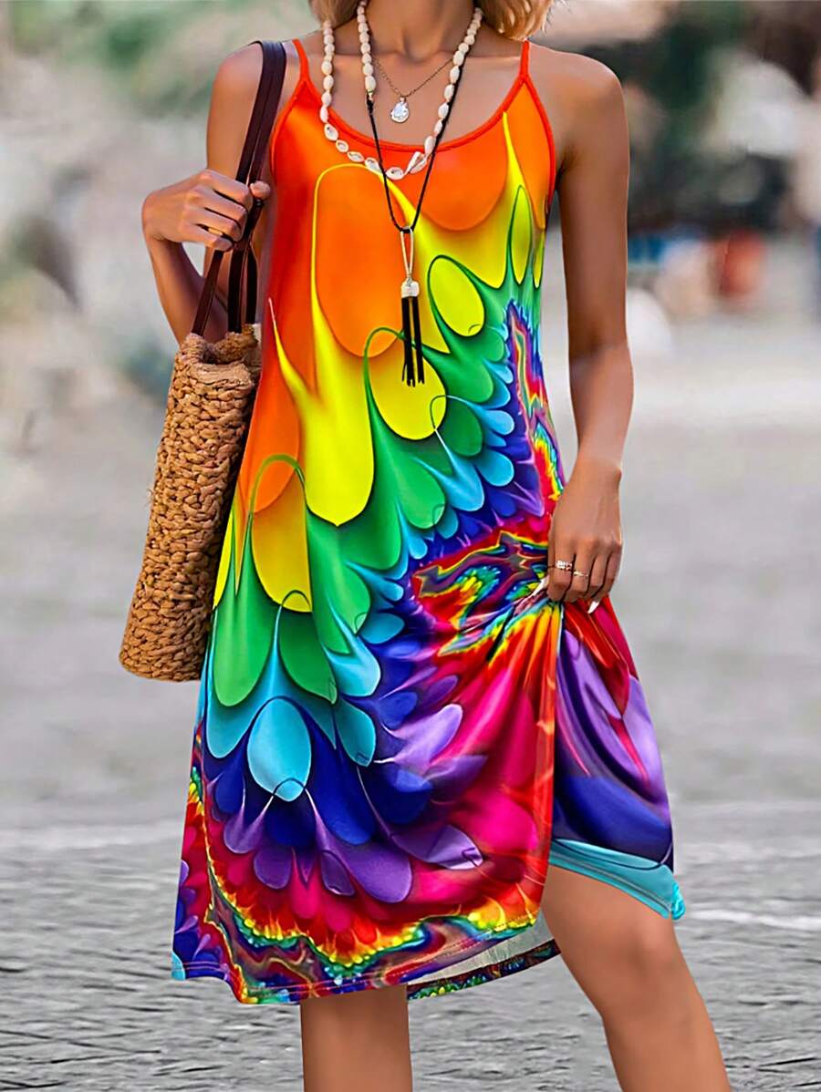 Plus Size Women Colorblock Cami Dress, Summer | SHEIN USA