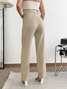 EURMUSE Woman Solid Color Linen Look Woven Spring Summer Lady Bottom ...