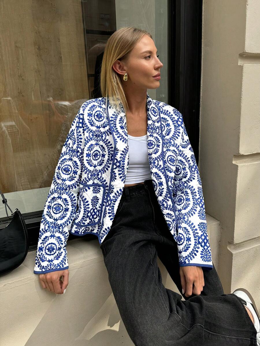 Siren Gaze Women's Long Sleeve All-Over Print & Solid Color Patchwork ...