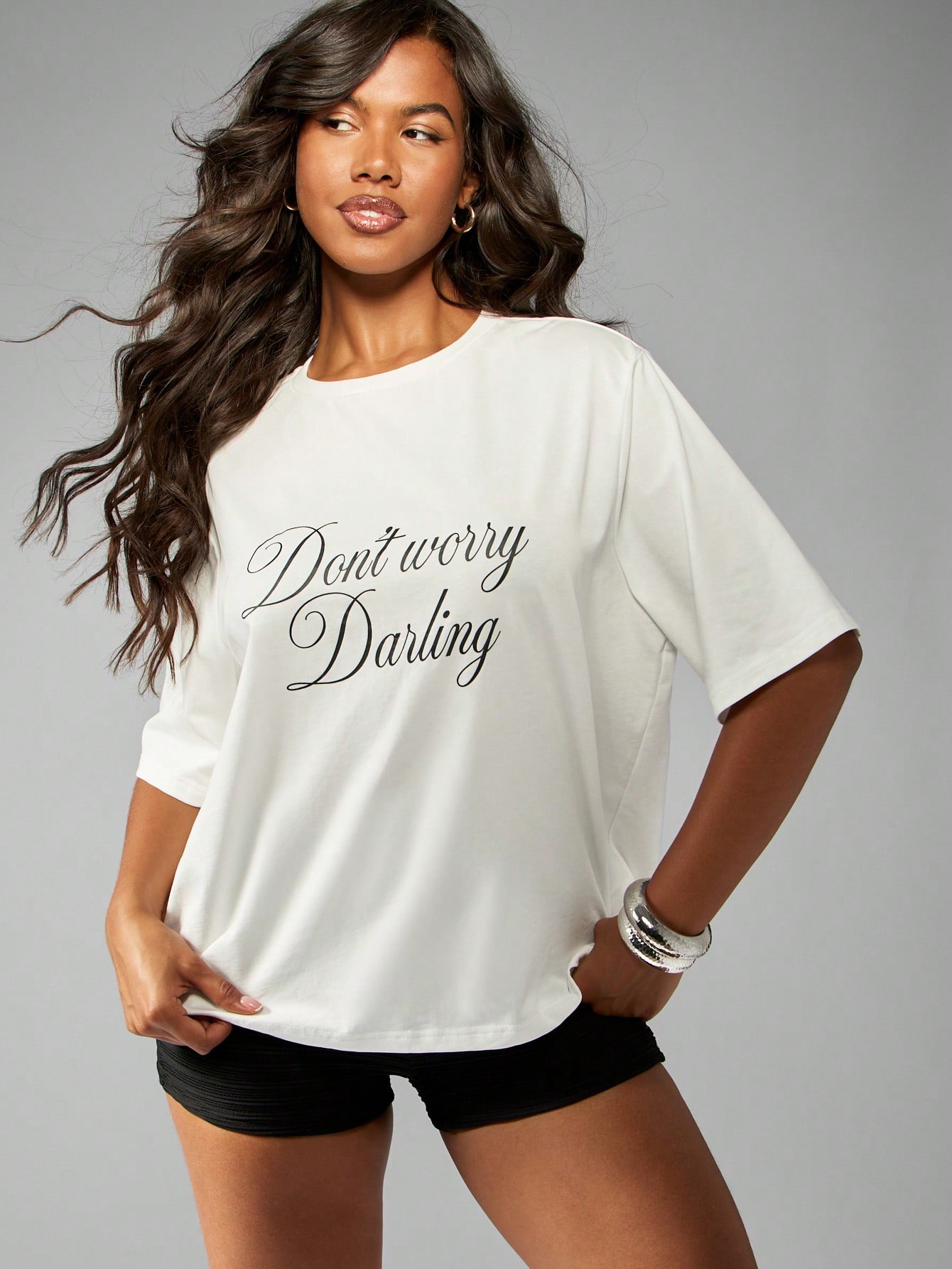 MISSGUIDED Inspirational Message Oversized Script Design T-Shirt｜MISSGUIDED