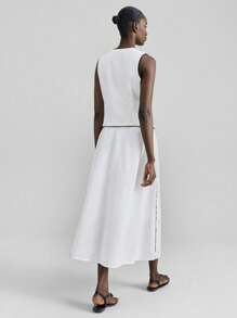 Ontre 2pcs/Set Women's Colorblock Trim Sleeveless Top And Skirt ...