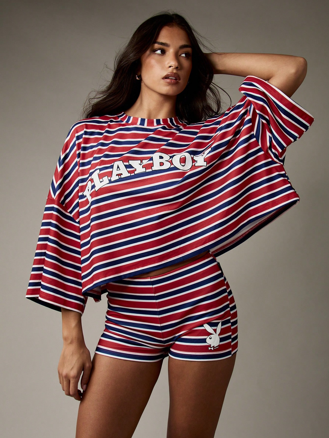 Missguided x Playboy Retro Style Striped Co Ord Two-Piece Outfit｜MISSGUIDED