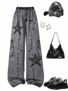 SHEIN Tween Girls' Cool Versatile Printed Knit Wide Leg Pants, Fashion ...