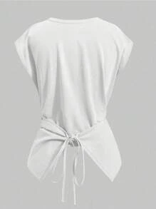 Airaco Plus Size Women Solid Color Twist Back Design Fashionable Top ...