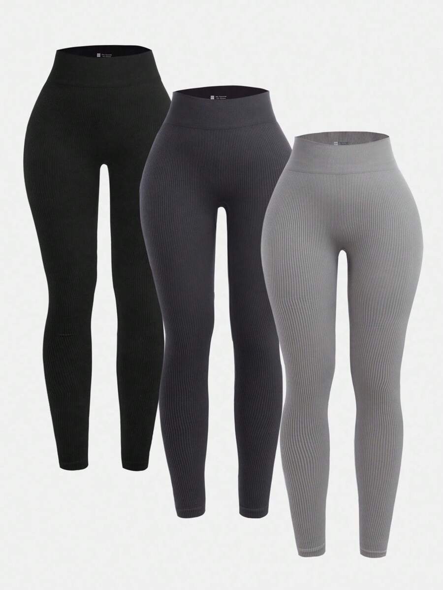 Sparklyn 3 Packs Ribbed Seamless Leggings For Tween Girls-No See ...