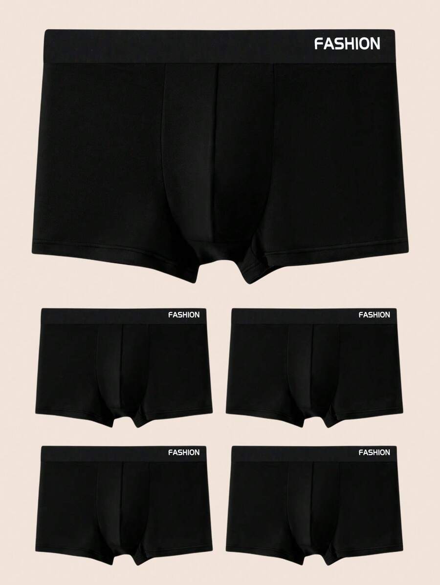 Manfinity Underwear&Sleepwear Basics 5 Pack Men's Solid Color Boxer ...