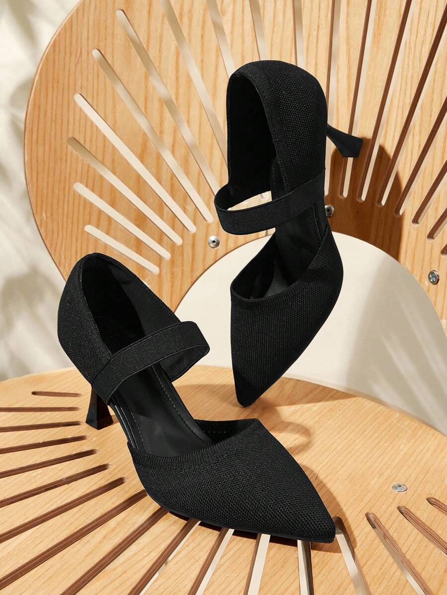 CUCCOO BASICS Women's Pointed Toe Narrow Heel Basic Commuter Minimalist Breathable Black Hollow ...