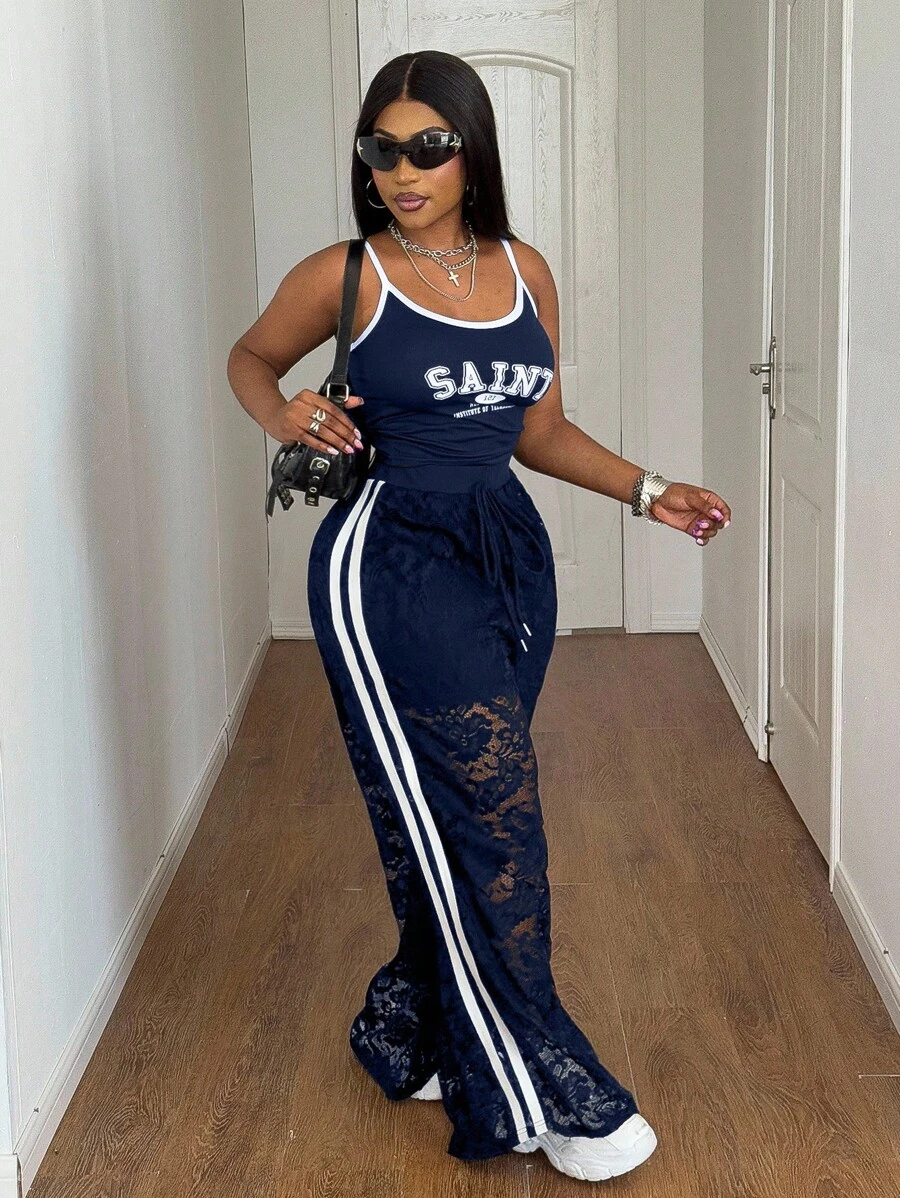 Maweii Plus Size Women's High Waist Lace See-Through Pants Fall Cloth ...