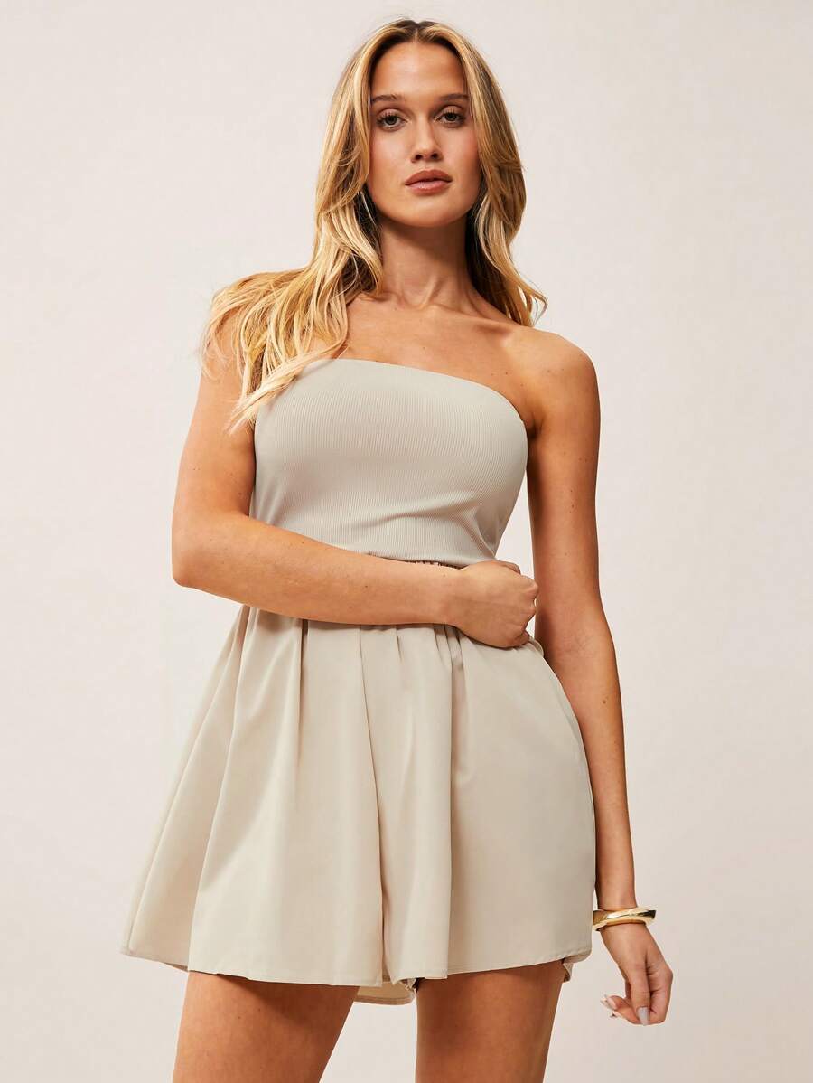 SHEIN Essnce Solid Backless Tube Romper | SHEIN USA