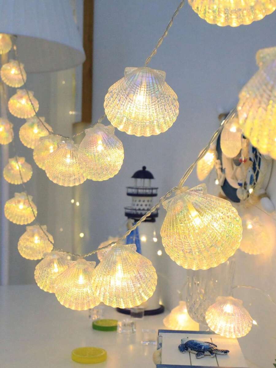 1pc LED Seashell String Light Wall Decoration, Home Room Decor Light ...