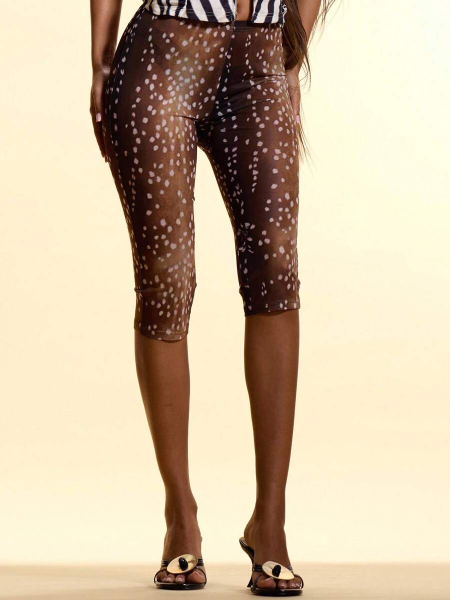 MUSERA Fitted Animal Print Capri Pants Summer Vacation Holiday Festival ...