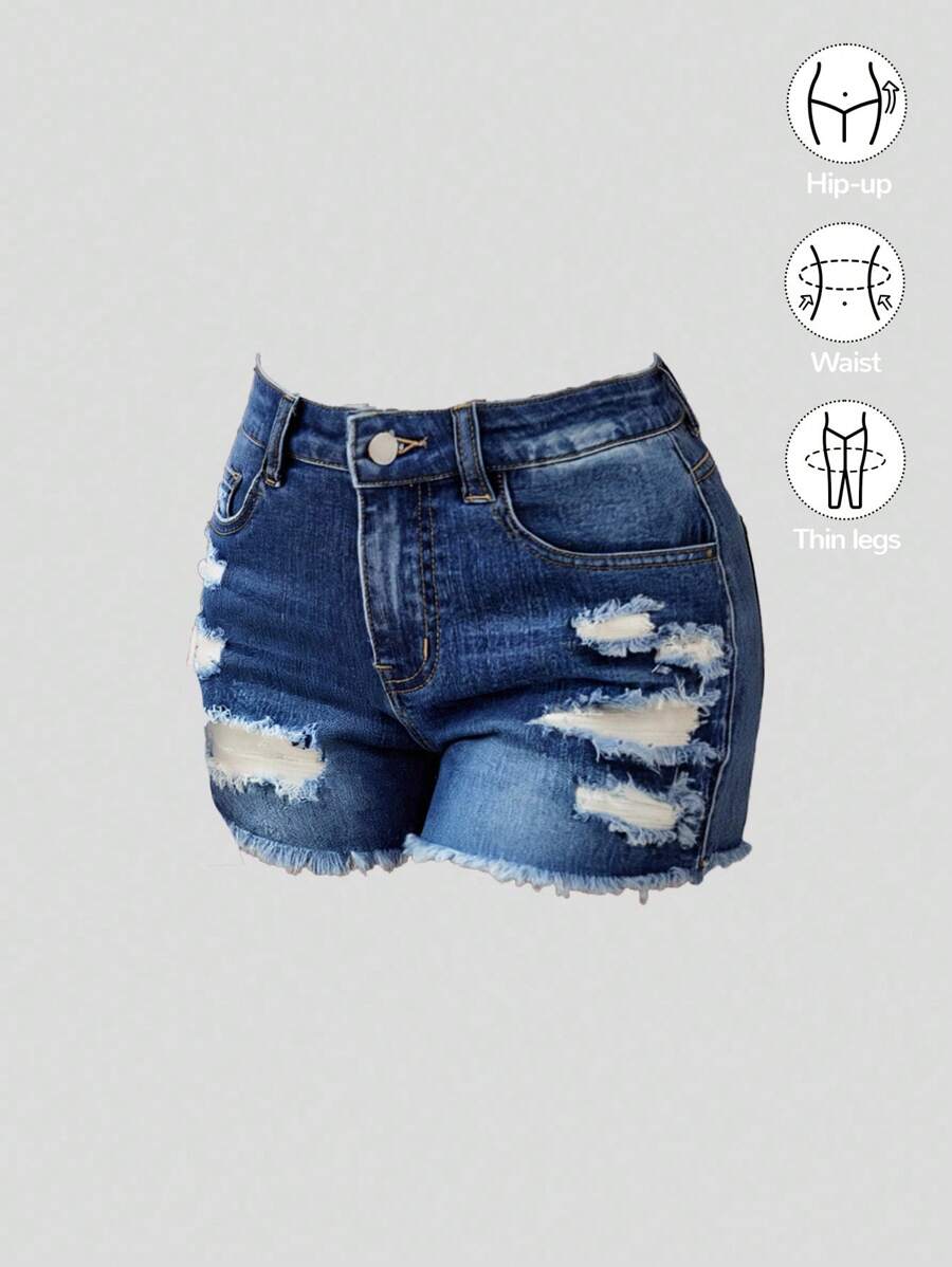 SHEIN Girlism Tween Girls Spring Summer Boho Blue Washed High Waist ...