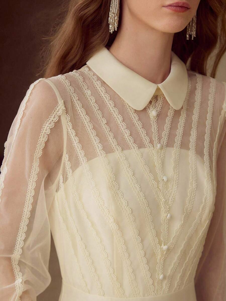 MOTF PREMIUM VESTIDO TRANSPARENTE DE MALLA DE CONTRASTE | Moda de Mujer ...