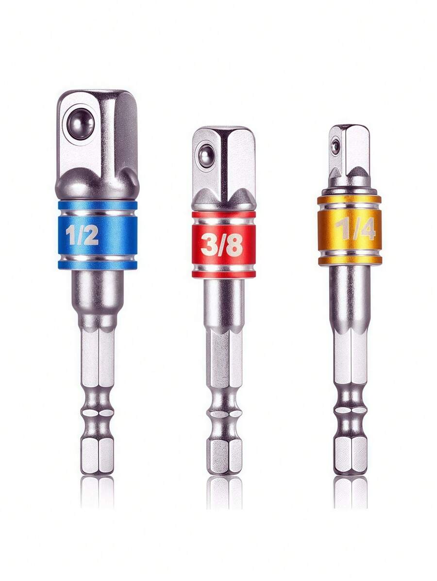 3 Stücke Steckschlüssel-Adapter-Set, Stahl-Sechskant-Schaft zu ...