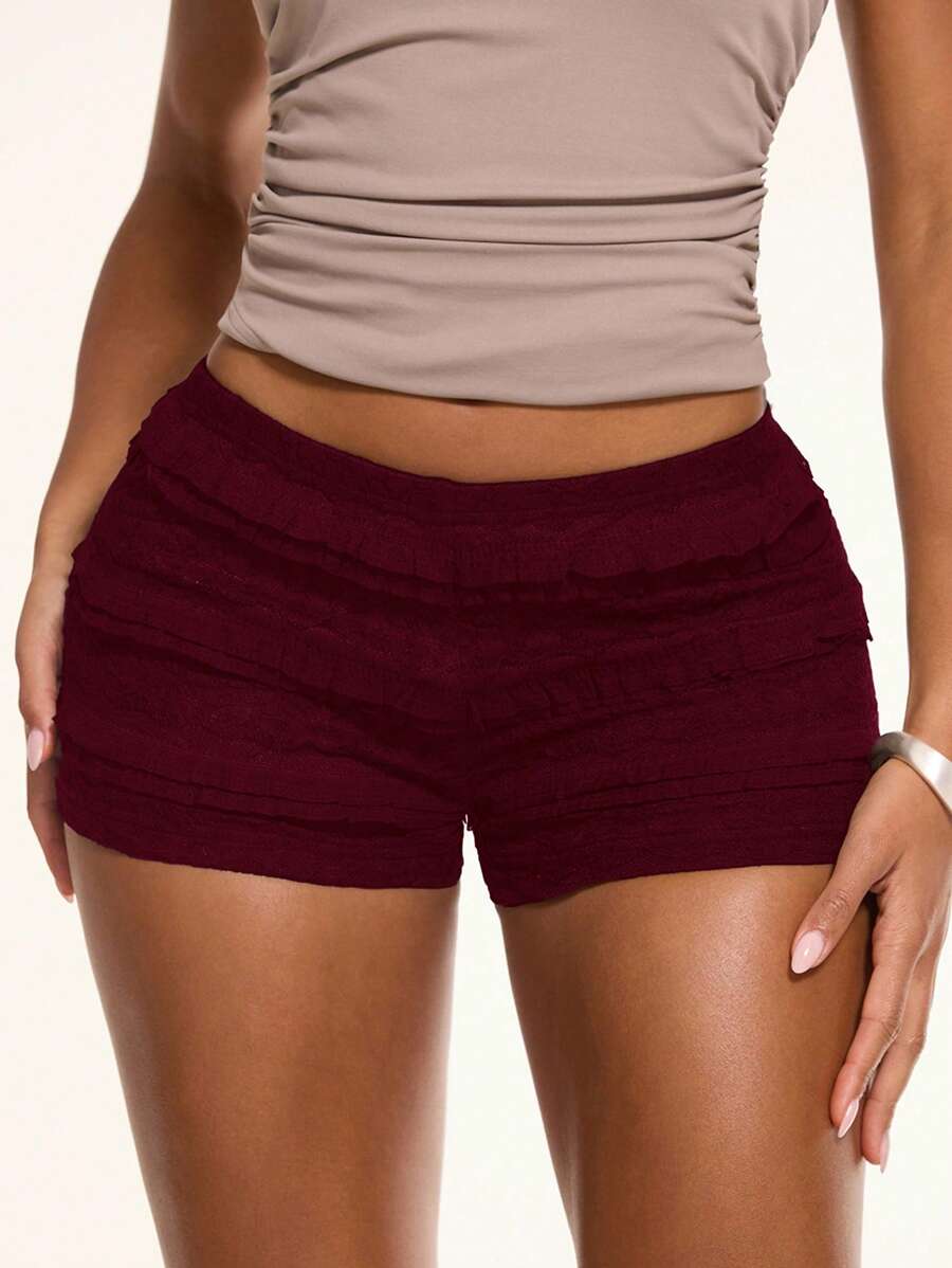 SHEIN BAE Strukturierte Spitzen-Minishorts mit niedriger Taille ...
